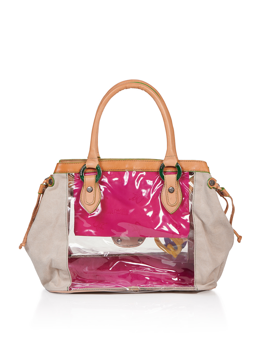 Sac transparent avec détails en toile et cuir - Save The Queen!