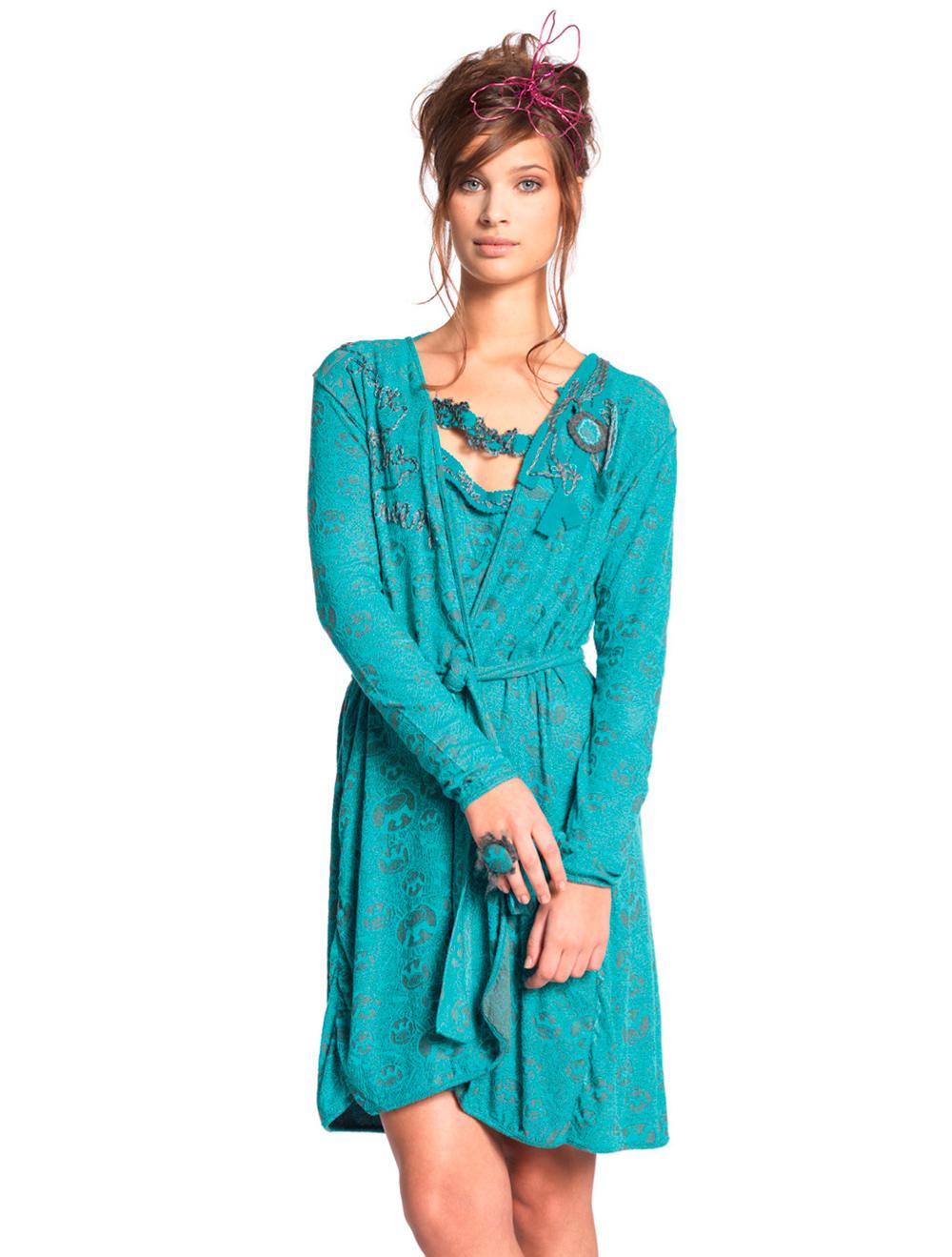 Short Nightgown Dressing Gown Set In Jacquard Stretch Viscose Save The Queen