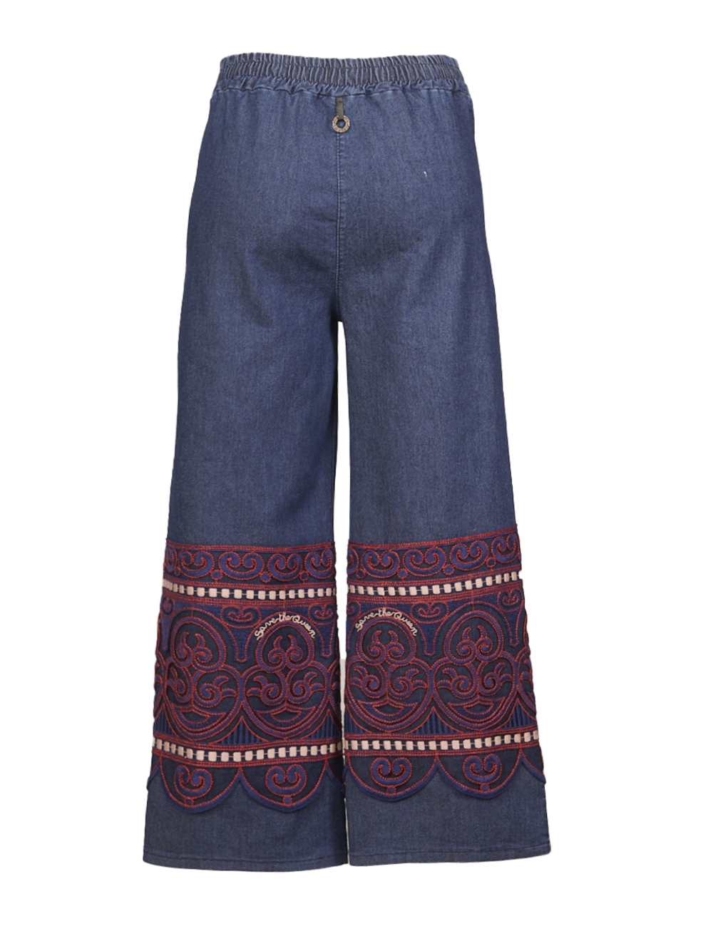 Palazzo trousers in denim with applications - Save The Queen!