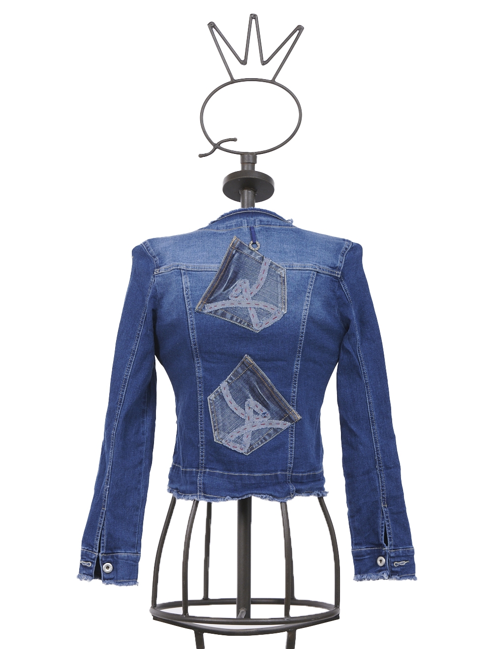 Short denim jacket with applications and embroidery - Save The Queen!