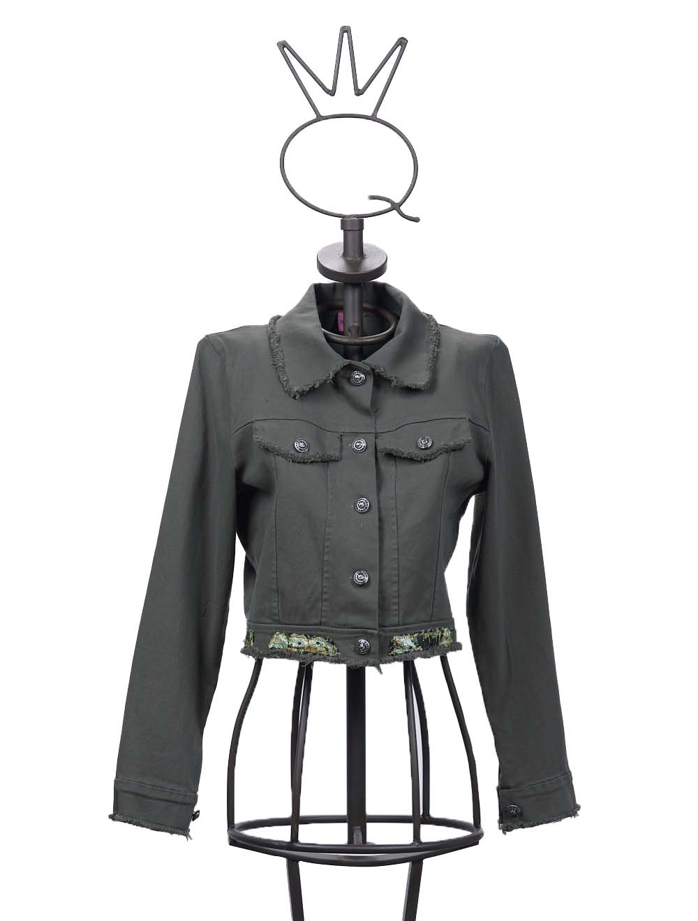 Short green denim jacket - Save The Queen!