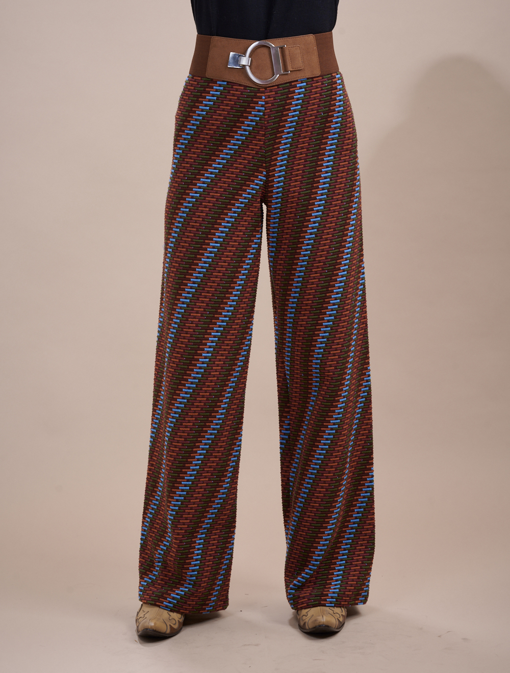 Pantalone palazzo in tessuto jacquard. - Save The Queen!