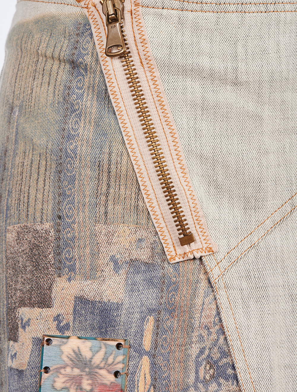 Long skirt in sand washed denim with print - Save The Queen!