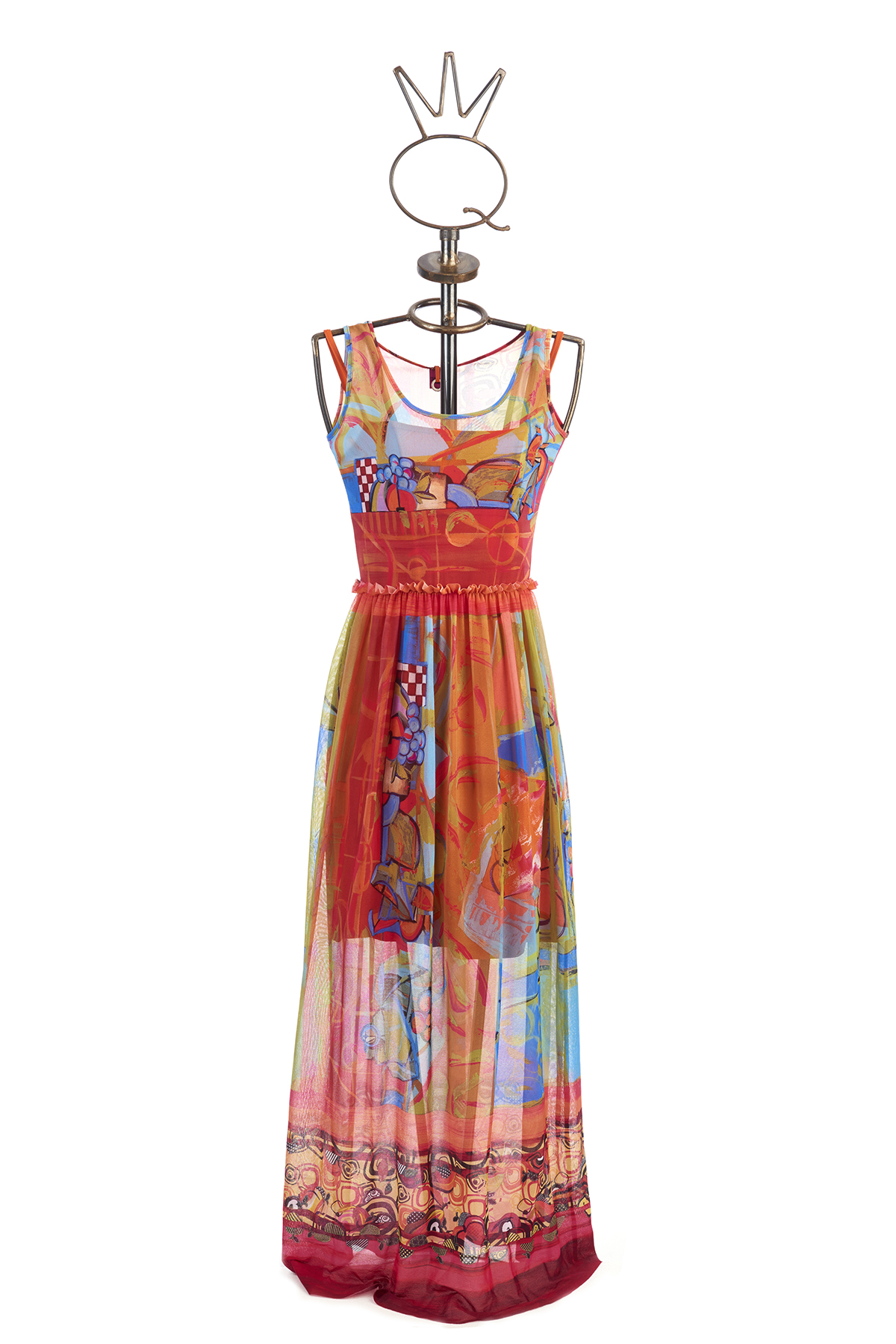 LONG DRESS IN PRINTED TULLE - Save The Queen!